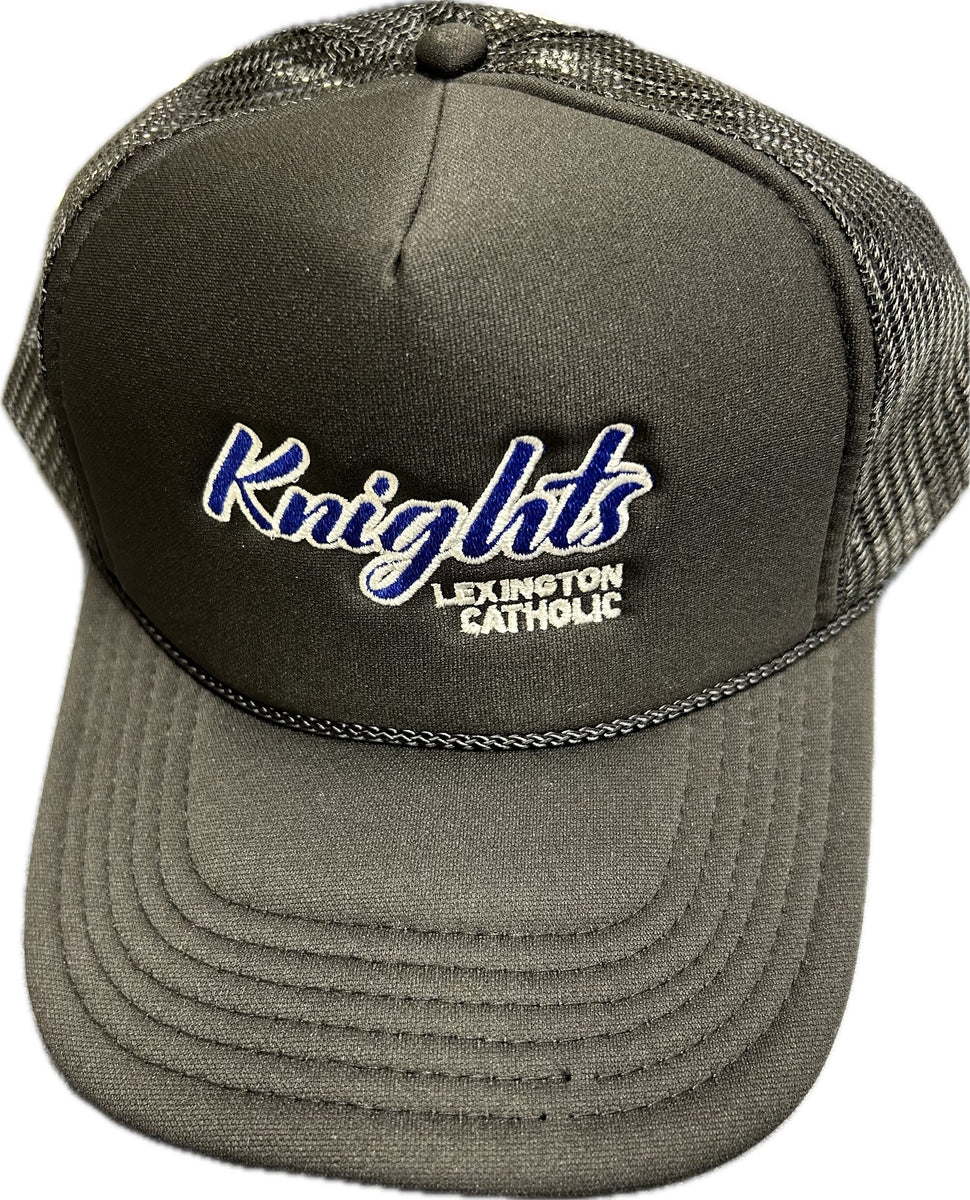 Knights Cursive Hat- black with black mesh back – LC Knights Kastle
